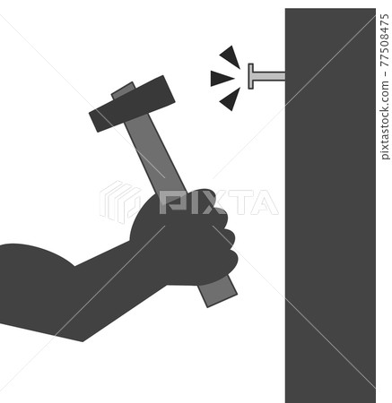 Illustration of hitting a nail with a mallet... - Stock Illustration ...