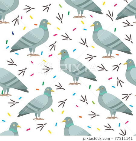 Seamless pattern with cute cartoon pigeons.... - Stock Illustration ...