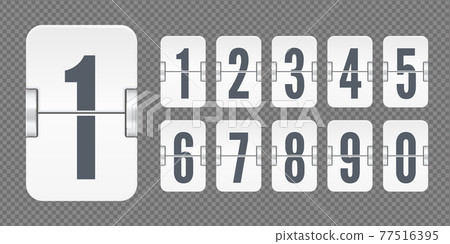 White set of flip numbers on a mechanical... - Stock Illustration ...