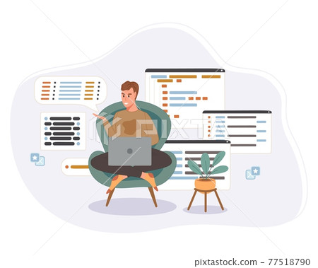 Programmer working on web development code.... - Stock Illustration ...