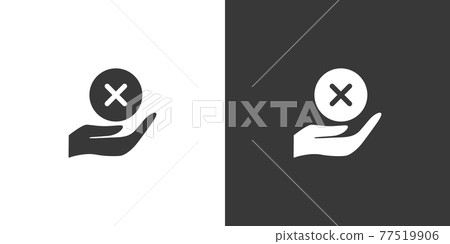Hand hold cross mark. Isolated icon on black... - Stock Illustration ...