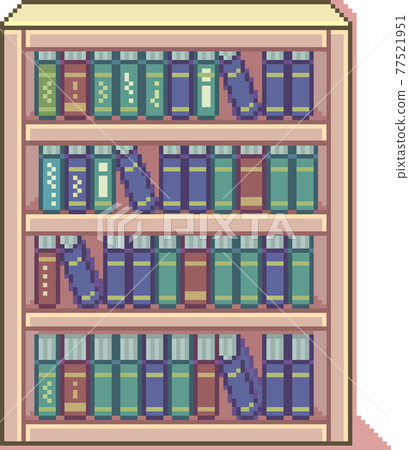 Pixel art material_bookshelf - Stock Illustration [77521951] - PIXTA