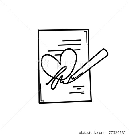 Marriage contract Doodle vector icon. Drawing... - Stock Illustration ...