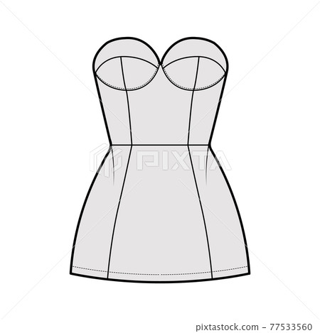 Tube dress technical fashion illustration with... - Stock Illustration ...
