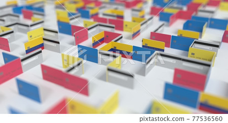 Fictional credit card maze with flag of... - Stock Illustration ...