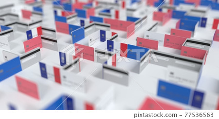 Fictional credit card maze with flag of France.... - Stock Illustration ...