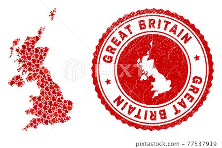 Lovely Collage United Kingdom Map and Grunge... - Stock Illustration ...