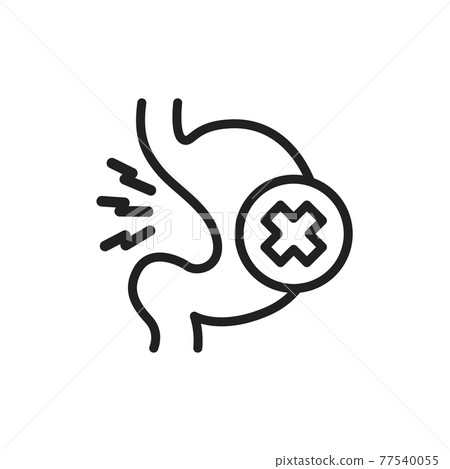 Indigestion line icon. Isolated vector element. - Stock Illustration ...