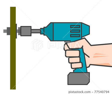 Illustration of working with a power tool - Stock Illustration ...