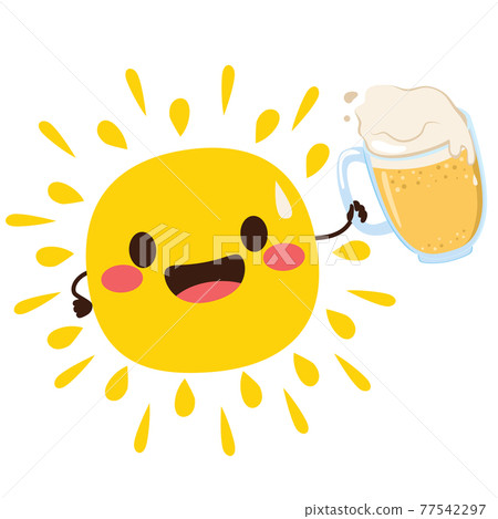 Happy cartoon sun mascot character drinking... - Stock Illustration ...