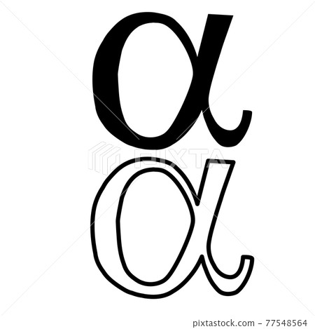 black outline on white background. alpha sign.... - Stock Illustration ...