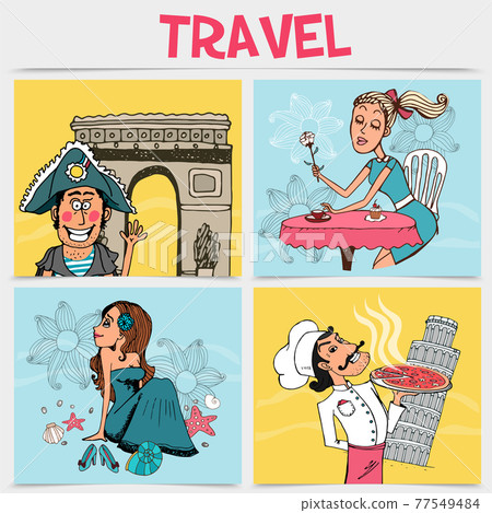 Flat Travel Square Concept - Stock Illustration [77549484] - PIXTA