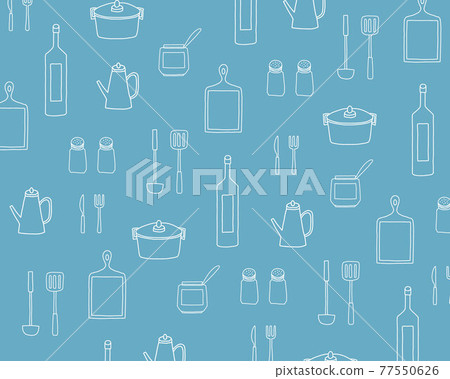 Kitchen cutlery pattern illustration background... - Stock Illustration ...