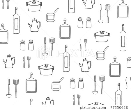 Kitchen cutlery pattern illustration background - Stock Illustration ...