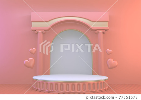 Pink podium show in pink color background.3D... - Stock Illustration ...