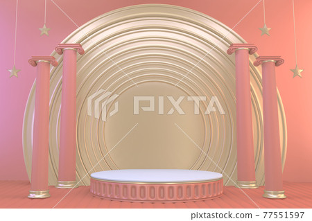 Pink podium show in pink color background.3D... - Stock Illustration ...