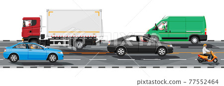 Collection of various vehicles. Side view road - Stock Illustration ...