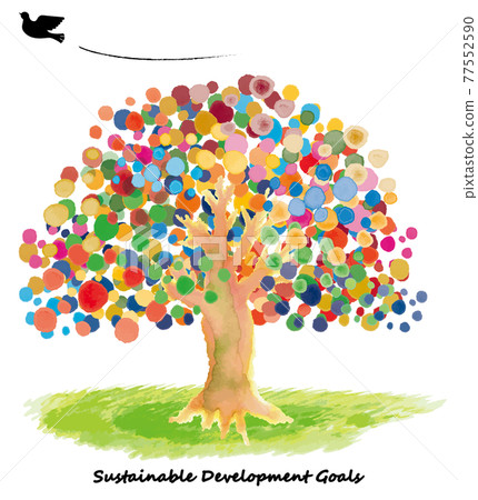 Large watercolor tree with SDGs image - Stock Illustration [77552590 ...