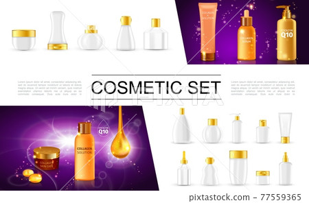 Realistic Cosmetic Packages Collection - Stock Illustration [77559365 ...