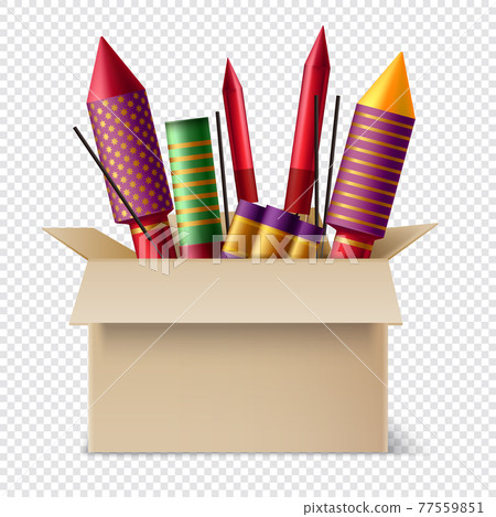 Pyrotechnics Box Realistic Composition - Stock Illustration [77559851 ...