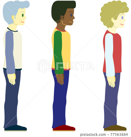 Male foreigners in line - Stock Illustration [77563884] - PIXTA