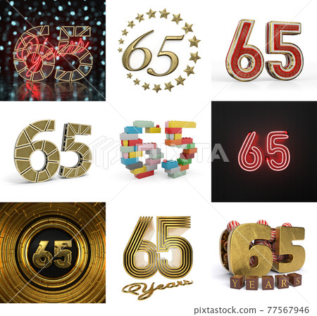 Set of sixty-five year birthday. Number 65... - Stock Illustration ...