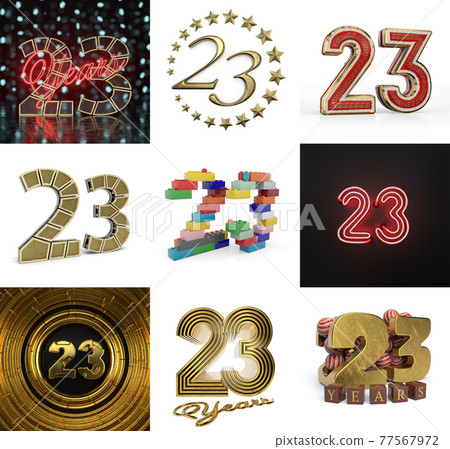 Set of twenty-three year birthday. Number 23... - Stock Illustration ...
