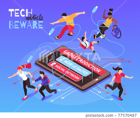 Gadget Addiction Poster - Stock Illustration [77570487] - PIXTA
