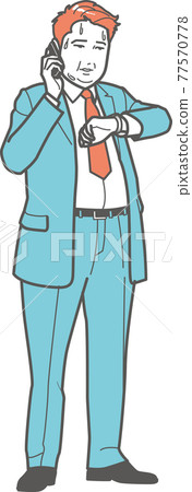 Smartphone, fat person (whole body) while... - Stock Illustration ...