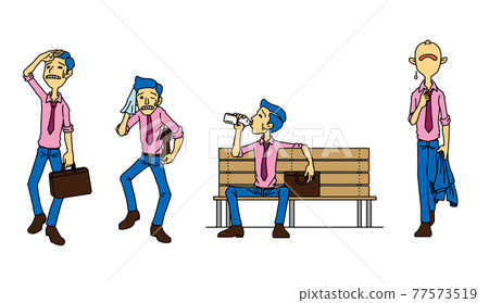 Summer businessman going around - Stock Illustration [77573519] - PIXTA