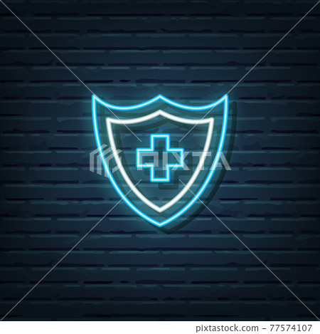 Medical Shield Neon Sign - Stock Illustration [77574107] - PIXTA