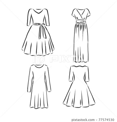 Hand drawn vector clothing set. of trendy... - Stock Illustration ...