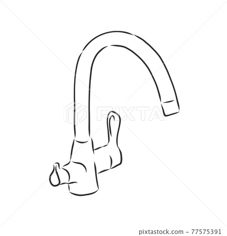 Vector Single Sketch Kitchen Faucet, kitchen... - Stock Illustration ...