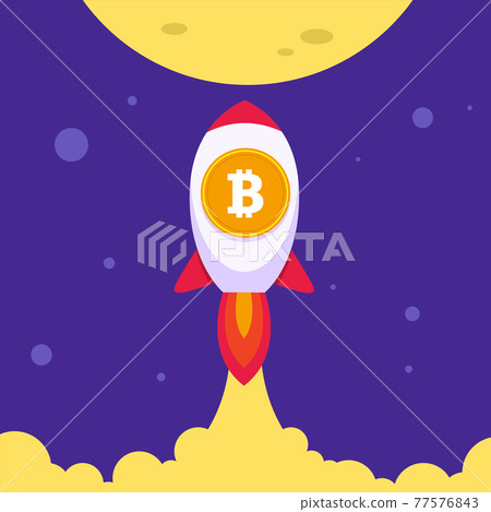 Bitcoin (BTC) rocket launcher, cryptocurrency... - Stock Illustration ...