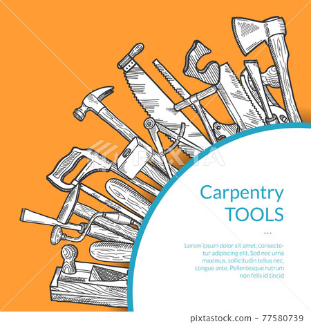 Hand drawn woodwork tools. Carpentry sketch... - Stock Illustration ...