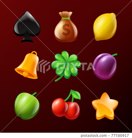 Symbols of slot machine. Set of realistic pictures - Stock Illustration ...