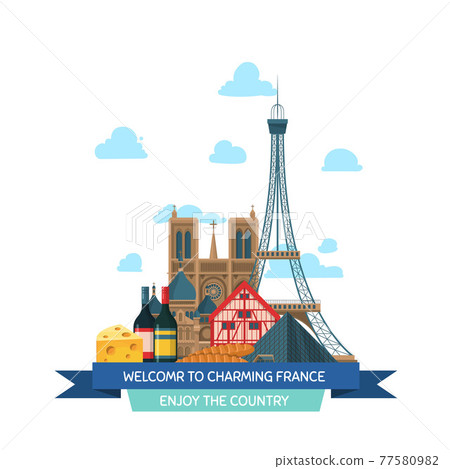 cartoon France sights and - Stock Illustration [77580982] - PIXTA