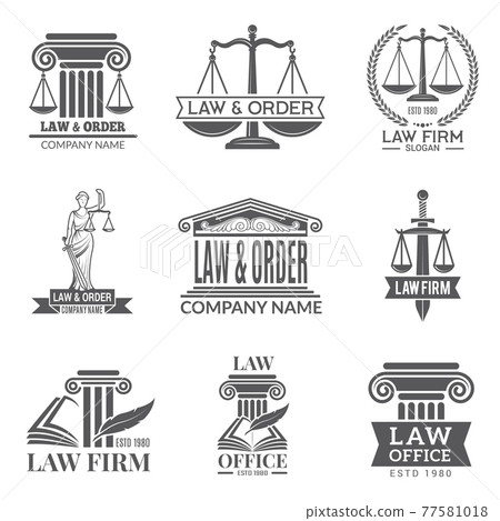 Law and legal labels. Legal code, judge hammer... - Stock Illustration ...