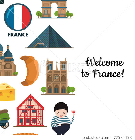 cartoon France sights and objects background - Stock Illustration ...