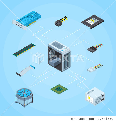 isometric electronic devices infographic... - Stock Illustration ...