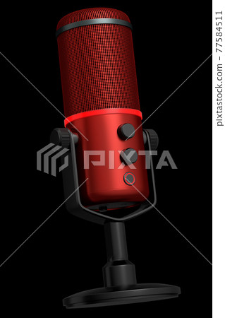 3D rendering of red studio condenser microphone... - Stock Illustration ...