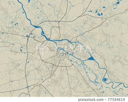 Vector map of Wroclaw. Street map art poster... - Stock Illustration ...