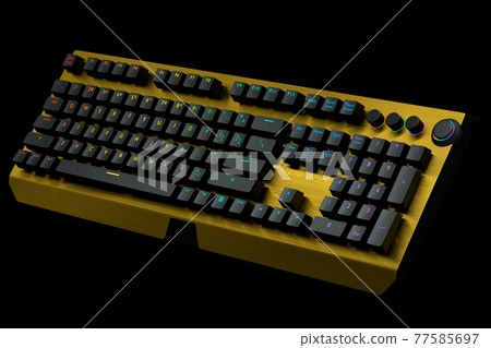 Yellow computer keyboard with rgb colors... - Stock Illustration ...