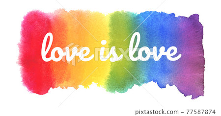 Love is Love. Watercolor Hand Painted Colorful... - Stock Illustration ...