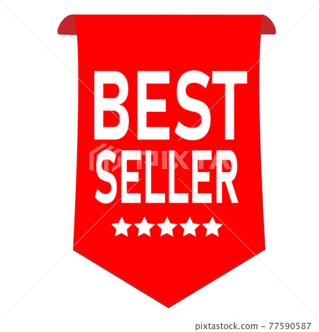 best seller red ribbon on white background.... - Stock Illustration ...