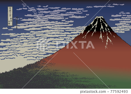 Katsushika Hokusai image Fine Wind, Clear... - Stock Illustration ...