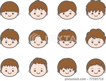 Boy icons with various hairstyles (color) - Stock Illustration ...