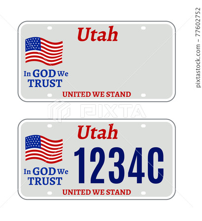 Utah car license plate usa number vector retro... - Stock Illustration ...
