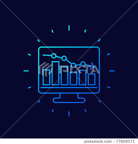 recession or economic decline linear icon, vector - Stock Illustration ...