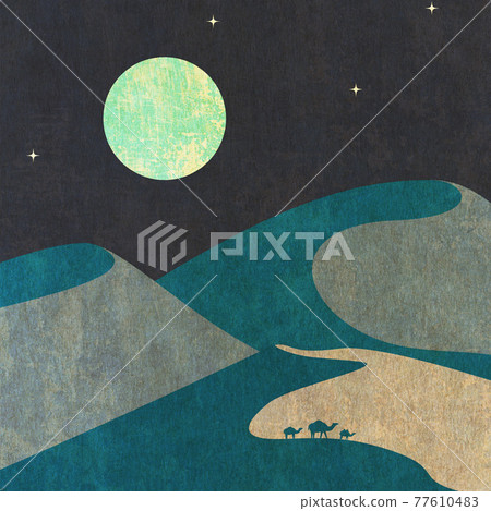 Night retro desert dunes grunge - Stock Illustration [77610483] - PIXTA
